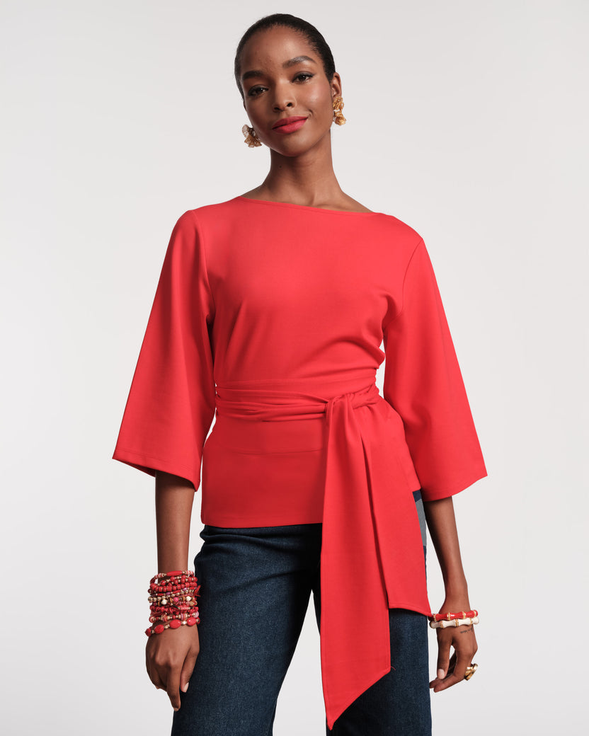 Whitney Wrap Top - Red – Frances Valentine