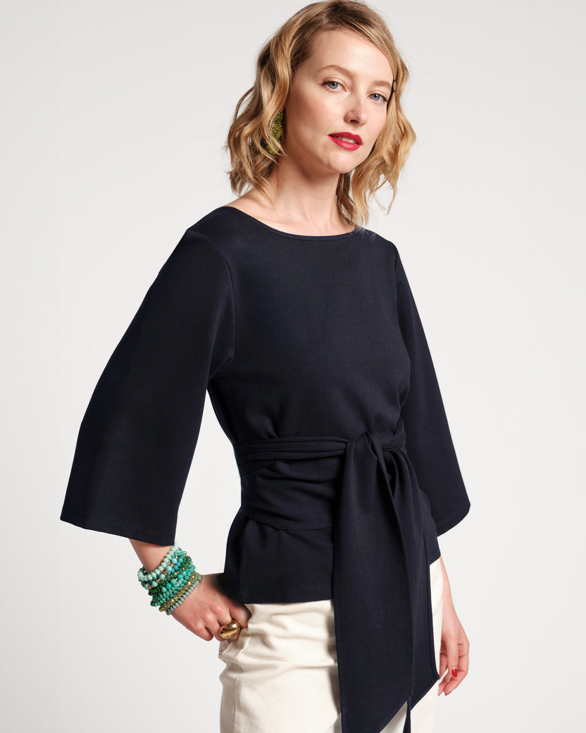 Whitney Wrap Top - Navy – Frances Valentine
