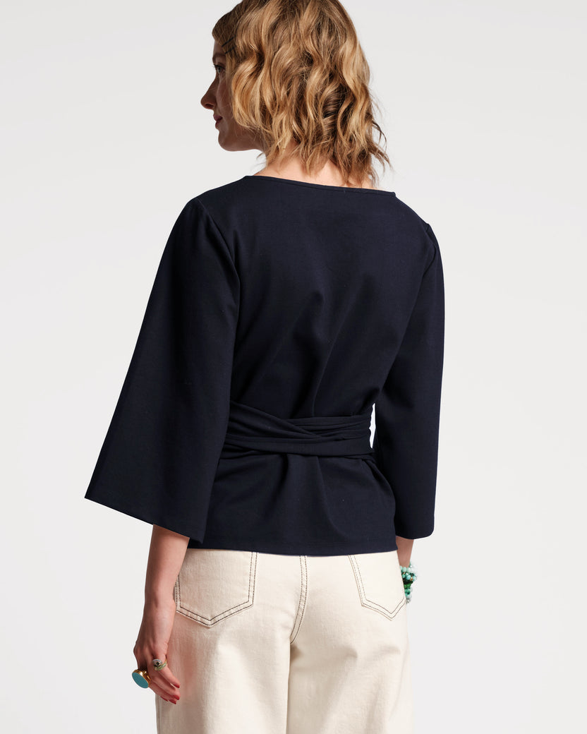 Whitney Wrap Top - Navy – Frances Valentine